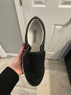 Steve Madden | Shoes | Steve Madden Ellias Black Perforated Sidezip ...
